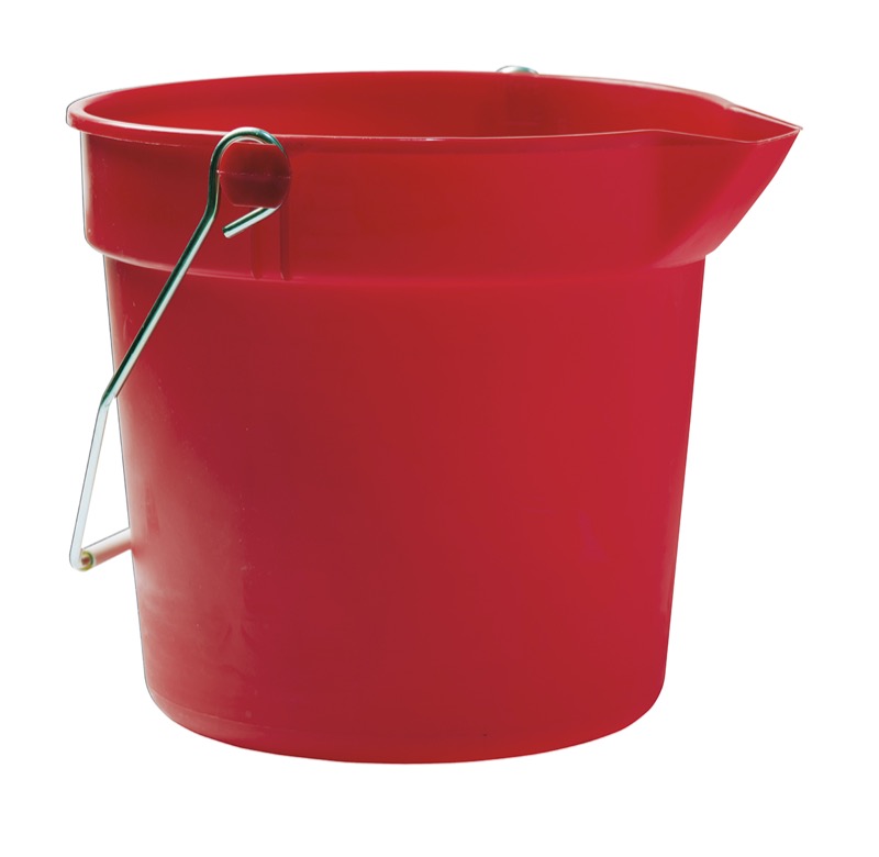 10 Qt Utility Pail in Red Thick Plastic with Pour Spout | M2